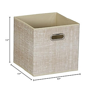 Household Essentials 6 Pack Fabric Storage Bins with Handle, Tan Mix