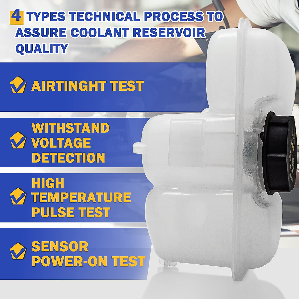 X4XZ Front Engine Coolant Reservoir Radiator Expansion Tank for Ford Focus 12-18/Escape 13-16/C-Max 13-18/Transit Connect 14-16 603-382