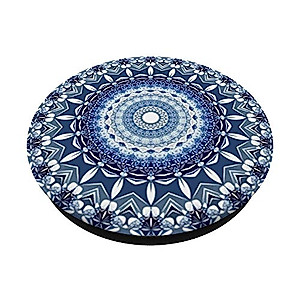 Cell Phone Pop Out Button Holder Mandala Floral Sky Blue PopSockets PopGrip: Swappable Grip for Phones & Tablets