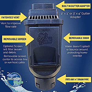 French Drain Man Leaf Filter and Downspout Cleanout, Gutter Guard, Gutter Downspout Extensions, Downspout Adapter, Downspout Diverter, Leaf Eater (Black, 3 x 4 Gutters)