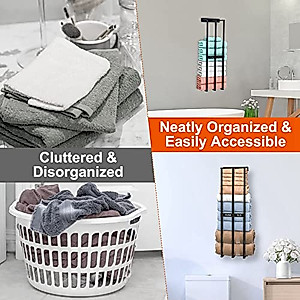 KOCASO Towel Rack Wall Mounted Towel Storage 75cm Bathroom Towel Holder Hold 6 Large Bath Sheets, 3 Bar Rail Bath Towel Racks, Bathroom Towel Storage Rack for Rolled Salon Towel