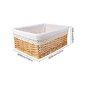DOITOOL Seagrass Nesting Baskets Woven Basket Rattan Storage Bin Seagrass Wicker Basket with Fabric Liner Dedsktop Sundries Container Weaving Jewelry Cutlery Organizer L Wicker Storage Basket