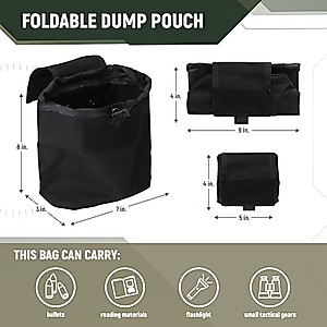 GearHill Molle Dump Pouch Drawstring Roll-Up Tactical Drop Pouch, Lightweight, Durable, Folding Hunting Utility Bag, Ammo Magazine Pouch (Black)