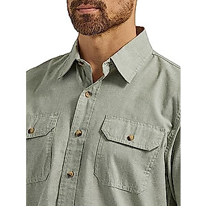 Wrangler Authentics mens Short Sleeve Classic Woven Shirt, Sea Spray Chambray, Medium US