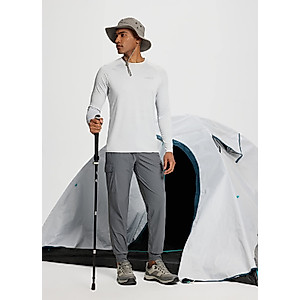 BALEAF Men's Lightweight Joggers Quick Dry Cargo Pants UPF 50+ Stretch Jogger Pants Hiking Outdoor Running Track Workout Grey L