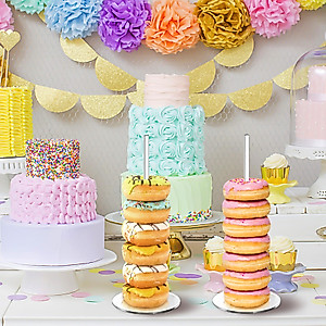 Ponpon Acrylic Donut Stand for Dessert Table, 5 Packs Clear Donuts Holder Stand Party, Donut Bagel Display Stand for Party, Wedding, Birthday, Class Reunion, 12 Inch