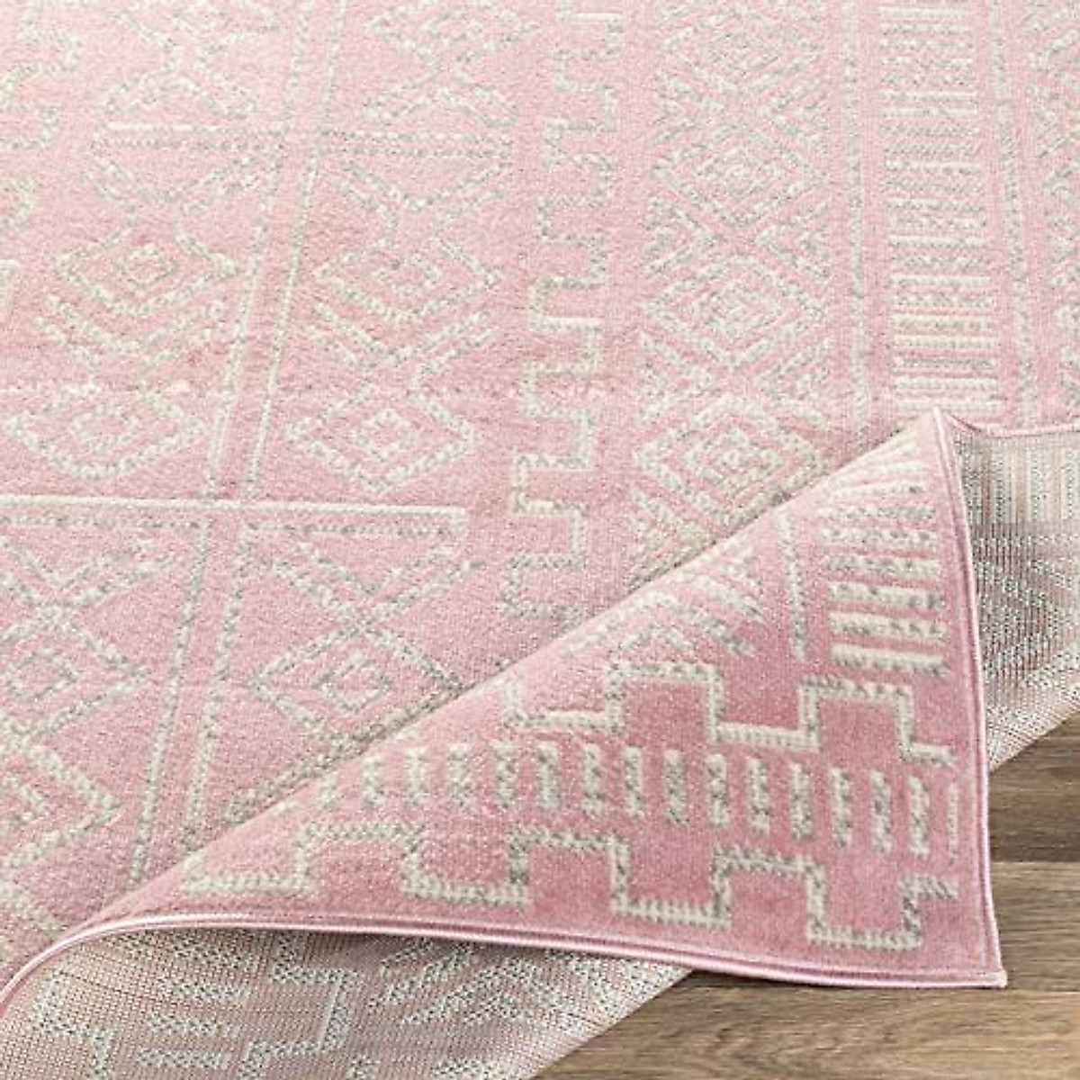 Livabliss Dianne Global Tribal Area Rug,7'10" x 10'2",Pale Pink/Cream