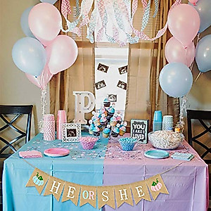 He or She Pumpkin Banner Gender Reveal Baby Shower Garland Autumn Party Decoration Pink Blue Bunting Burlap Flag Boy or Girl Pregnancy Announcement Supplies