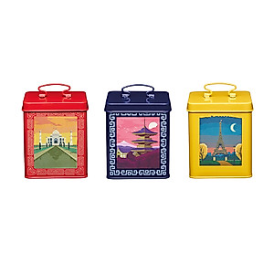 WORLD OF FLAVOURS WFCANYEL KitchenCraft World of Flavours Airtight Metal Food Storage Container, 11 x 11 x 14 cm (4.5" x 4.5" x 5.5") - Yellow