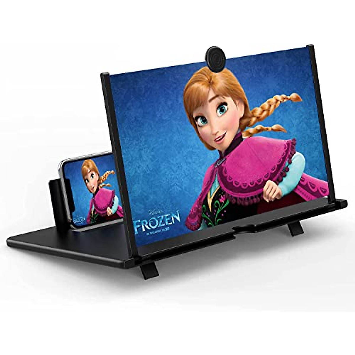 18" Screen Magnifier for Cell Phone – 3D HD Magnifing Screen Enlarger Projector for Movies Videos and Gaming – Foldable Phone Stand Holder with Screen Amplifier–Supports All Smartphones (Black-18inch)