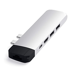 Satechi Type-C Pro Hub Adapter with Ethernet - 4K HDMI, USB-C PD, Gigabit Ethernet, USB 3.0, Micro SD Card Slot - for M2/ M1 MacBook Pro/Air (Silver)