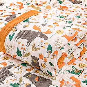 Toddler Blankets- Forest Animals Breathable Muslin Baby Blanket Ultra-Soft Baby Muslin Quilt 6 Layers Lightweight Newborn Nursery Crib Stroller Daycare Blanket for Summer