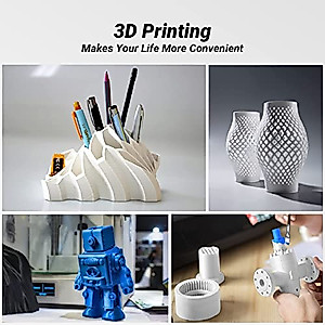 HZHNS PLA 3D Printer Filament, 1.75mm 3D Printing Consumables Bundle 1KG/2.2lb, 0.25KG/Spool 4 Colors Pack - Blue, Black, White, Red