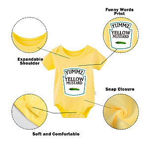 YSCULBUTOL Baby Bodysuit Ketchup Mustard Funny Baby Twins Outfits Baby Girl Twins Set(ShortKM S6M)