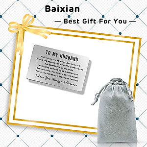Husband Gift Ideas Metal Wallet Card Inserts for Husband from Wife Unique Mini Love Note for Men Anniversary Birthday Wedding Deployment Gifts for Him, I Love You Gift for Husband