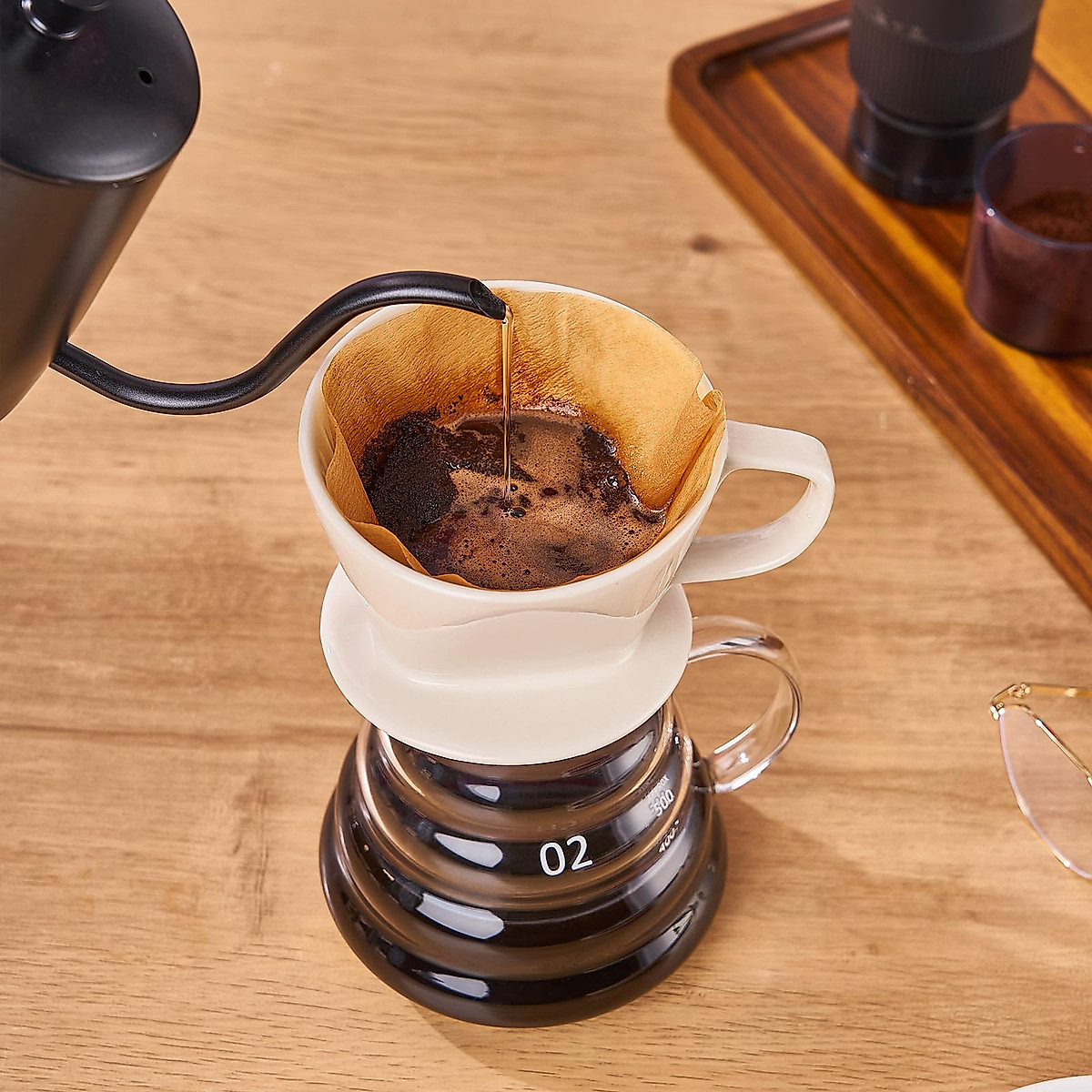 YOLIFE Pour Over Coffee Maker, Ceramic Pour Over Coffee Dripper, Porcelain Slow Brewing Filter for Travel Camping, Cafe, Restaurants, Office, Home, Coffee Maker Brew