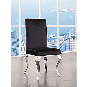ACME Fabiola Side Chair (Set-2) - - Fabric & Stainless Steel