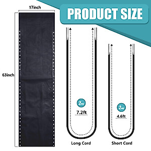 Queekay 2 Pcs Gravity Chair Replacement Fabric with 8 Bungee Cord Lounge Chair Cloth Mesh Patio Chair Repair Kit for Patio Recliner Outdoor Lawn Pool Beach Sling Chair(Black, 63" x 17")