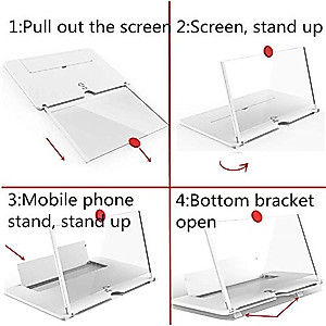 3D Screen Magnifier Amplifier, HD Amplifier Projector for Movies, Videos and Games. Foldable Phone Stand with Screen Amplifier for All Smartphones (White)