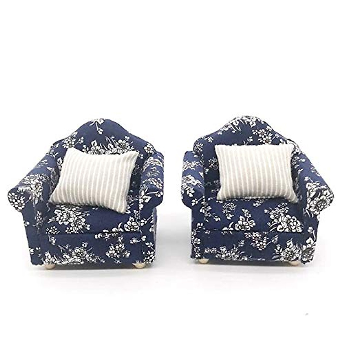 EatingBiting 1:12 Dollhouse Miniature Furniture Sofa 1 Double Sofa + 2 Single Sofa 3Pcs Set Living Room 1:12 Dollhouse Miniature Furniture Single Sofa Chair