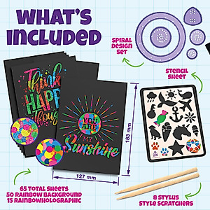 PURPLE LADYBUG 20 Pages Big Rainbow Scratch Paper Notepad for Kids - Ideal 4 5 6 7 8 9 10 11 12 Year Old Gift for Girls & Boys, Airplane Car Travel Activities for Kids Ages 4-8 & Up