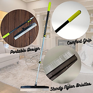 Room Groom Carpet Rake and Groomer with Telescoping 54 Inch Adjustable Handle, Portable Design, Carpet Brush Ideal for Pet Hair, Refreshing High Pile Carpets, Rugs, and Artificial Turf