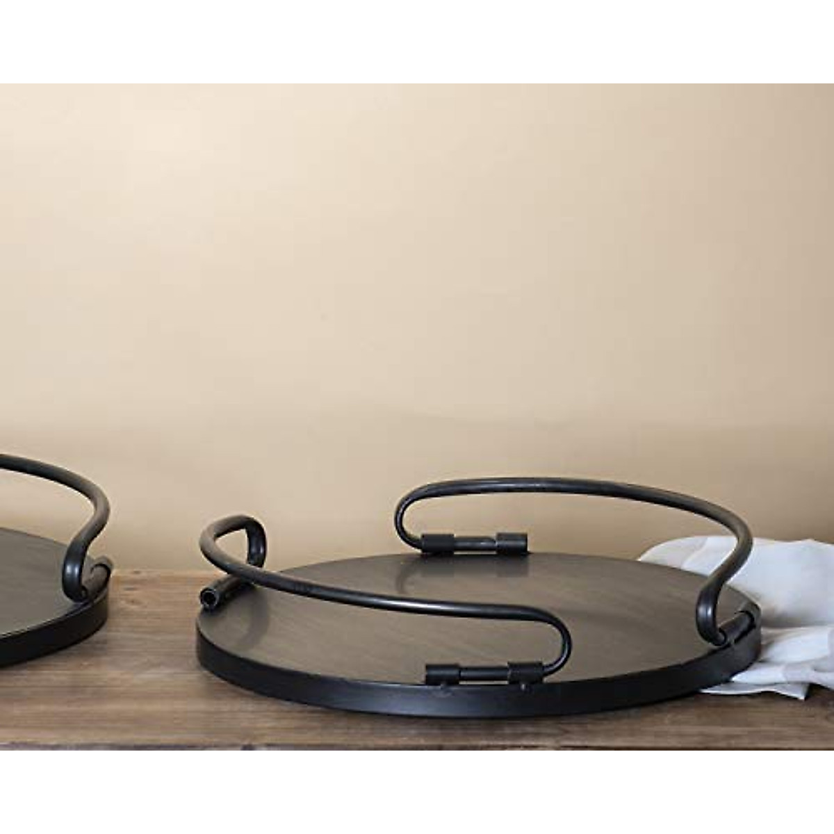 Foreside Home & Garden Metal 14 x 14 inch Round Decorative Tray, Small