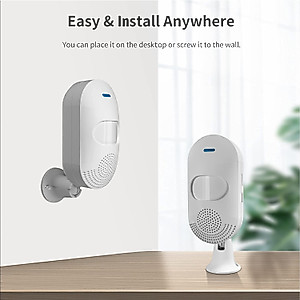Smart Wi-Fi Motion Sensor Detector Alarm Wireless Home Security System, PIR Motion Detector Alarm Built in a Alarm Siren No Hub Required Smart Life App Control Compatible with Alexa & Google Home