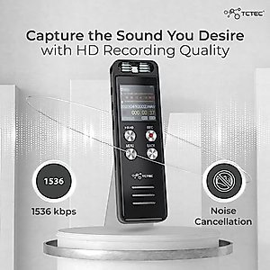 96GB TCTEC Digital Voice Recorder, Voice Activated Recorder with 7000 Hours Recording Capacity, Audio Noise Reduction, Sound Tape Recorder with Playback, Clip-on Mic Dictaphone for Meeting, Lecture