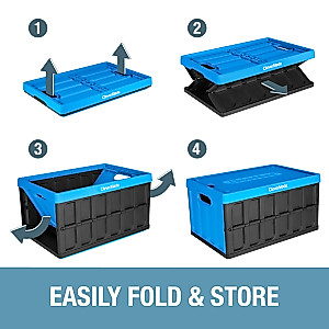 CleverMade Collapsible Storage Bin (With Lid), Charcoal, 3PK - 46L (12 Gal) Folding Plastic Stackable Utility Crates, Holds 75lbs Per Bin - Solid Wall CleverCrates for Organizing, Storage, Moving