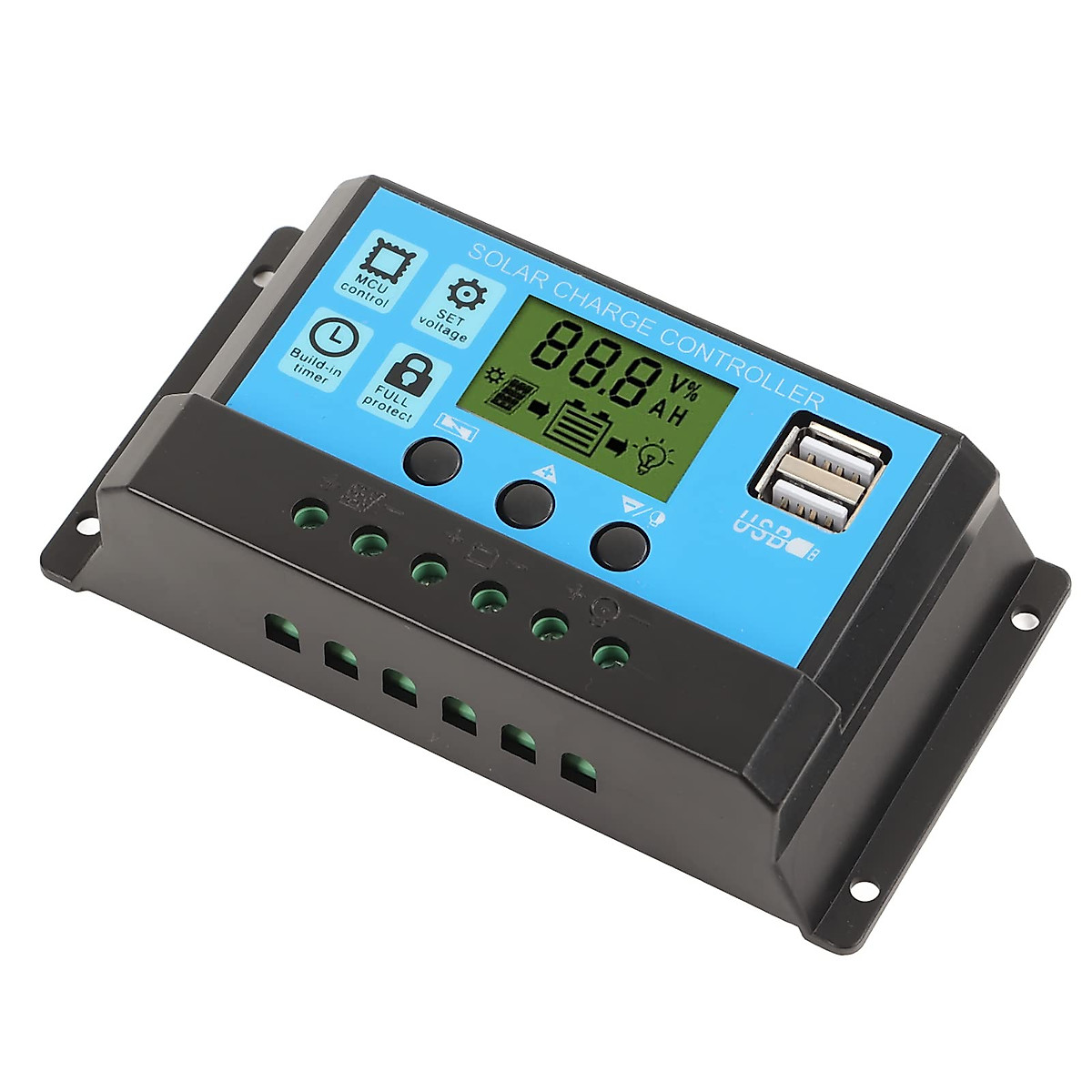 Solar Panel, Energy Saving Solar Battery 12V 24V Adaptive High Temperature Resistant High Power Over Discharge Protection IP65 Waterproof for Boats (10A)