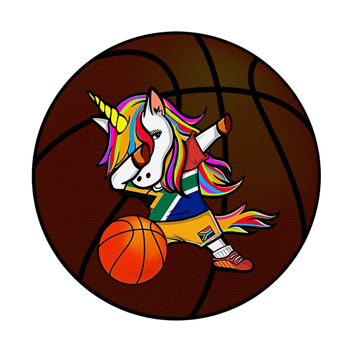 Dabbing Unicorn South Africa Basketball Flag Sport Lovers PopSockets PopGrip: Swappable Grip for Phones & Tablets