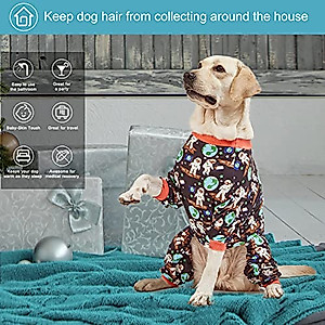 LovinPet Dog Shirt/Dog Onesie XL/Dog Sun Shield Shirt/Space Astronauts Black Print/Lightweight Pullover, Large Puppy PJ's/Full Coverage Dog PJ's/XL