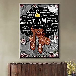 LLOSEUP African Queen Canvas Wall Art Black Women Canvas Paintings Black Girl Wall Art African American Abstract Nordic Pictures Posters Prints for Living Room Wall Decoration Artwork Unframed