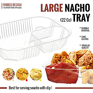 100 Pcs Nacho Cheese Trays, 8 x 6 Disposable Plastic Nacho Trays, for Hot Food Container, Cheese Sauce, Movie Night Party Supplies