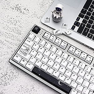 JSJT Space Keycaps 138 Keys White Keycaps Cherry Profile Keycaps PBT Dyed Sublimation Custom Keycaps for Cherry Gateron MX Switch Mechanical Gaming Keyboards