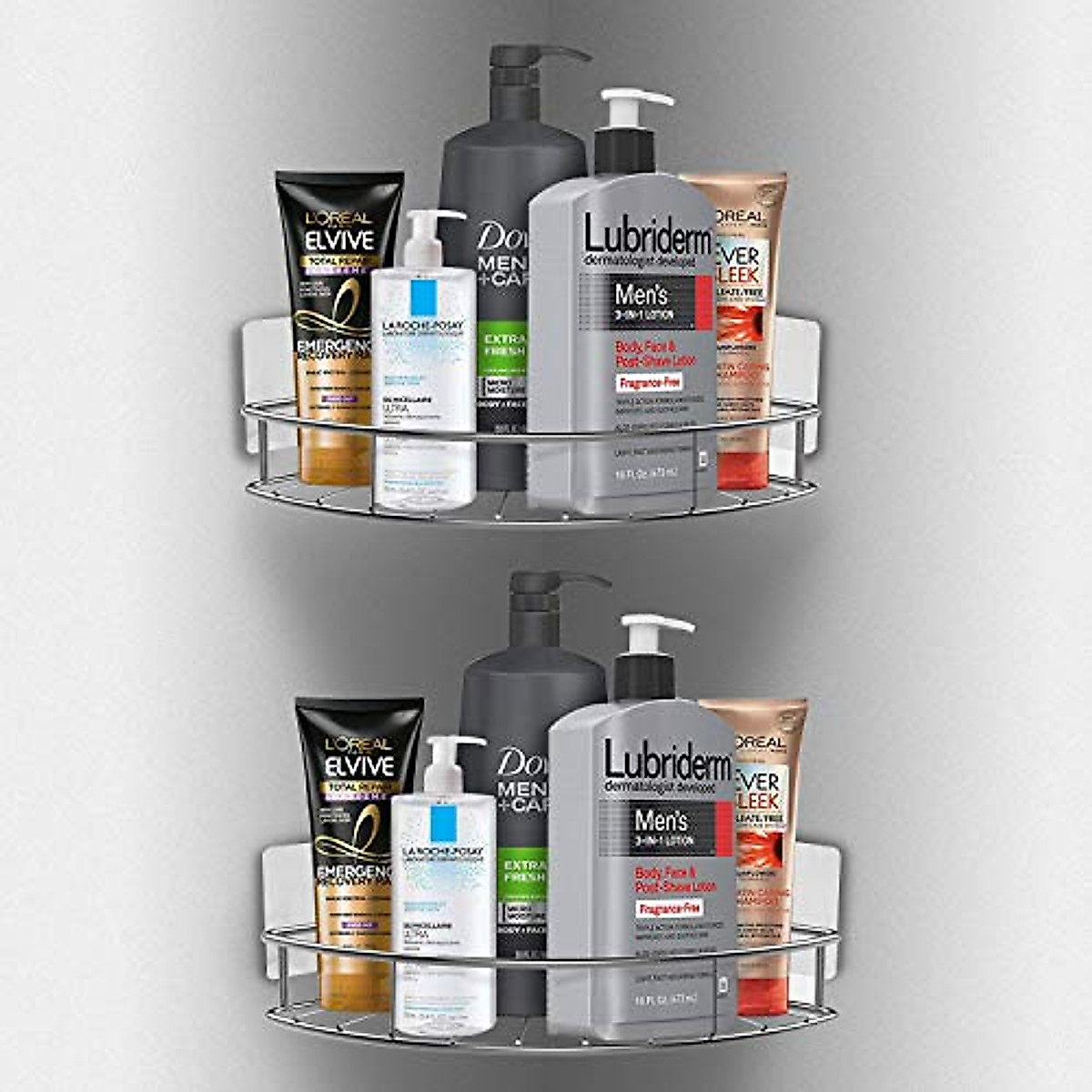 CBTONE 2 Tiers Bathroom Corner Shelf Adhesive Triangle Wall Corner Shower Shelf Stainless Steel Shower Caddy No Drilling
