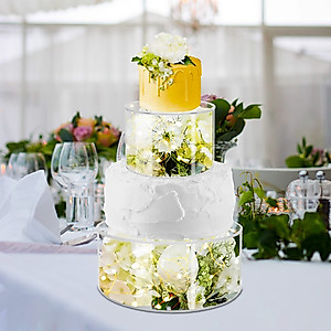 Royxen 2 Pack Clear Acrylic Cake Stand 10 Inch Cake Riser Round Cake Display Stand, 10x4 Inch, 6x4 Inch for Weding, Birthday Party