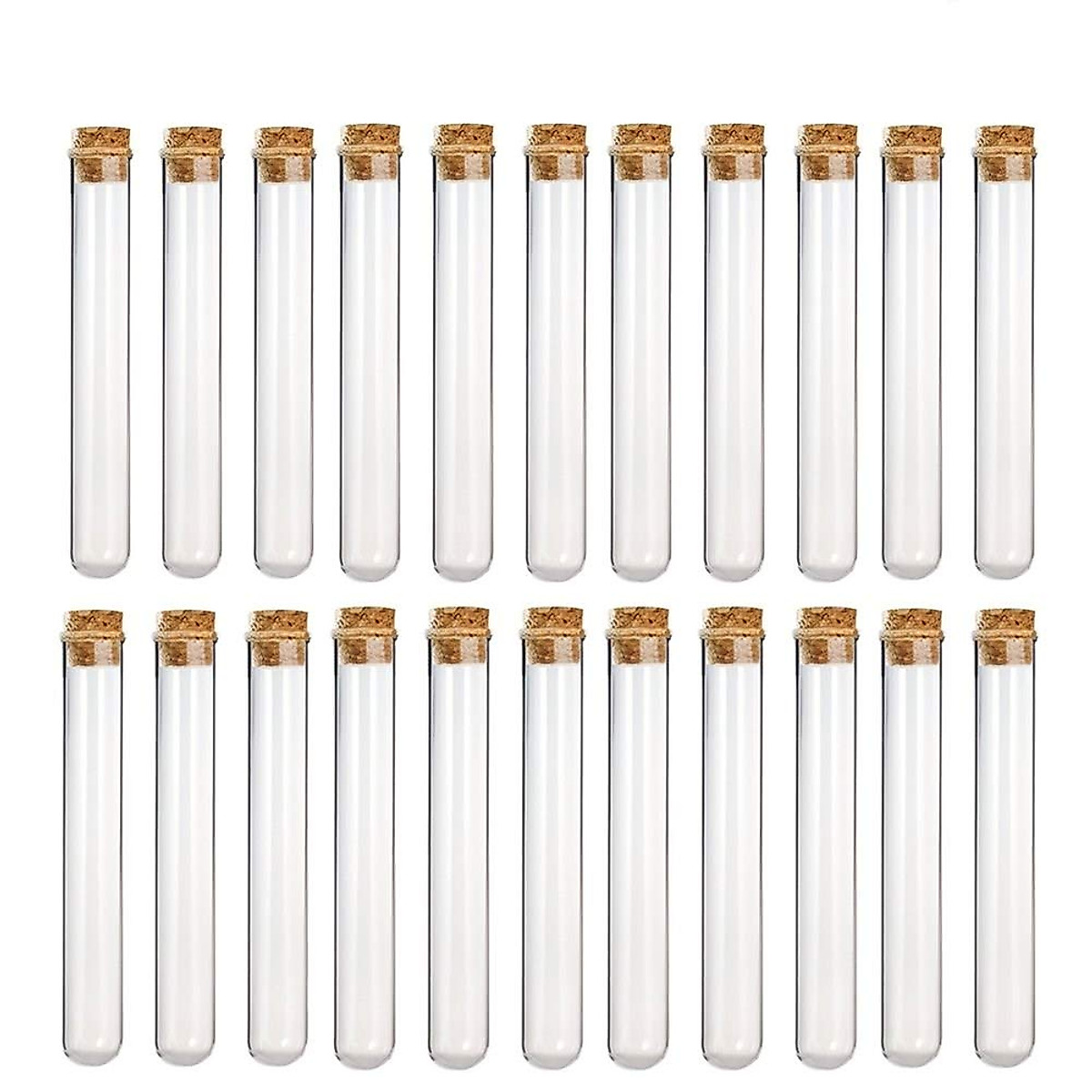 WarmShine 30 Pack 6ml Clear Plastic Test Tubes with Wood Cork Stoppers for Scientific Experiments Party Favor,12x75mm