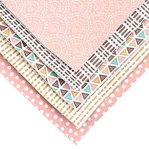 David accessories Stripe Dots Pattern Printed Faux Leather Sheets Blue Series Synthetic Leather Fabric 5 Pcs 7.7" x 12.9" (20cm x 33cm) for DIY Earrings Bows Making (Stripe Dots)