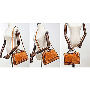 XACKWUERO Women Fashion Classic PU Leather Bag Rivet Studded Crossbody Bag Tote Shopping Shoulder Handbag (Black)