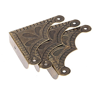 dophee Antique Brass Box Corner Covers, Decorative Corner Protectors Guards Edge Covers for Jewelry Box Chest Table Desk Photo Frame Panal, 1.53"x1.53"x1.97"(12-Pack)
