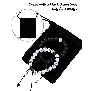Howlite Black Matte Agate Couples Distance Energy Beads Bracelet For Valentine's Day Gift
