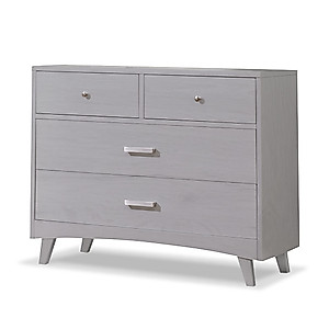 Sorelle Furniture Soho 4 Drawer Baby Dresser – Dresser for Nursery, Kids Bedroom Furniture, Dresser Drawers for Child’s Room with 4 Drawers-Weathered Gray and Natural Wood