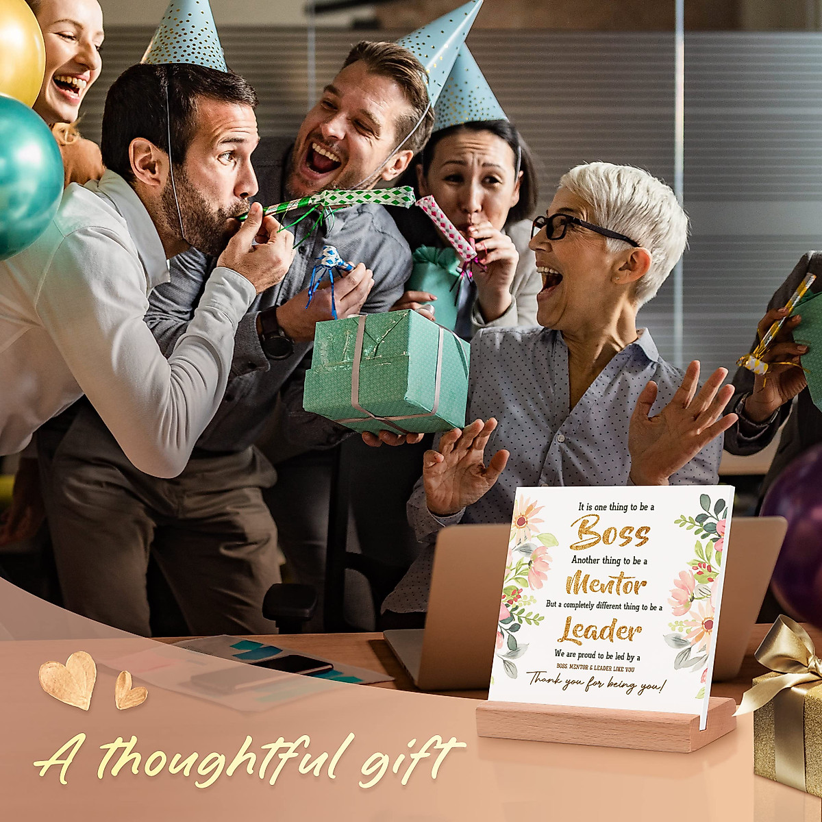 Boss Gifts for Women, Best Christmas Gifts for Boss Female - Unique Office Desk Card with Warm Words, Funny Boss Lady Gifts for Birthday, Going Away, Boss Day - Thank You Gifts for Your Female Boss