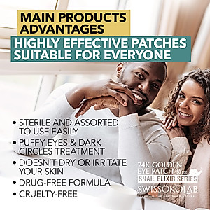 SWISSÖKOLAB Under Eye Patches For Puffy Eyes 24k Gold Eye Mask Dark Circles And Puffiness Collagen Eye Gel Pads Moisturizing & Reducing Wrinkles Anti-Aging Hyaluronic Acid (Snail Series)
