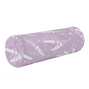xigua Lavender Flower Purple Neck Roll Pillow for Neck Relief with Removable Washable Cover - Memory Foam Round Cylinder Bolster, Ergonomically Designed for Head, Neck, Back, and Legs