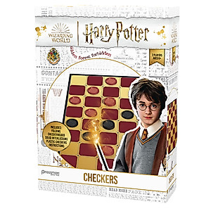 Pressman Harry Potter Checkers - Specially-Colored Folding Checkerboard and Interlocking Checker Pieces - Ages 6 and Up, 2 Players