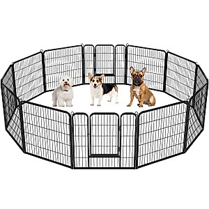 Yaheetech Heavy Duty Extra Wide Dog Playpen, 12 Panels Outdoor Pet Fence for Large/Medium/Small Animals Foldable Puppy Exercise Pen for Garden/Yard/RV/Camping 32 Inch Height x 32 Inch Width