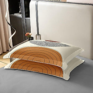 jejeloiu Boho Cotton Duvet Cover Set for Kids Boys Girls Mid Century Abstract Sun and Moon Comforter Cover Set King Size Sunrise Rainbow Bedding Set Modern Bedspread Cover Quilt Cover